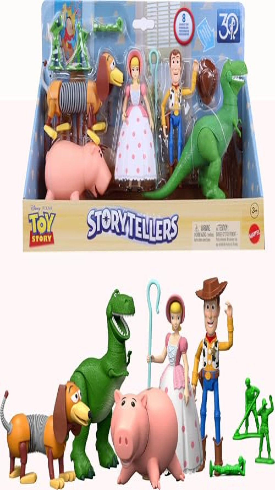 Mattel Disney Pixar Storytellers Pack Figures, Toy Story 4-Inch Scale Multi-Pack, Woody Rex ...