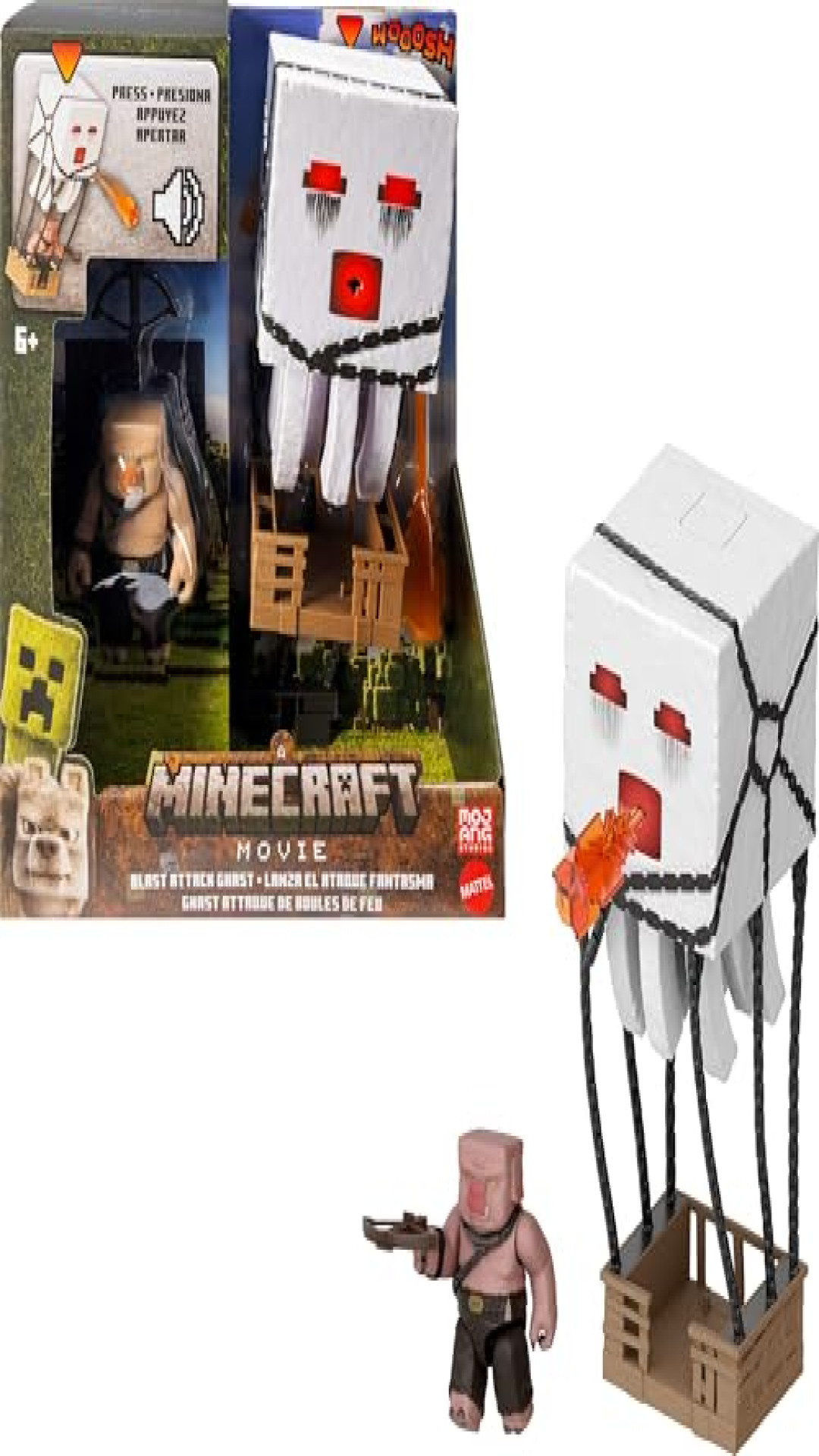 Mattel Minecraft Action Figure Set, Blast Attack Ghast with Lights ...
